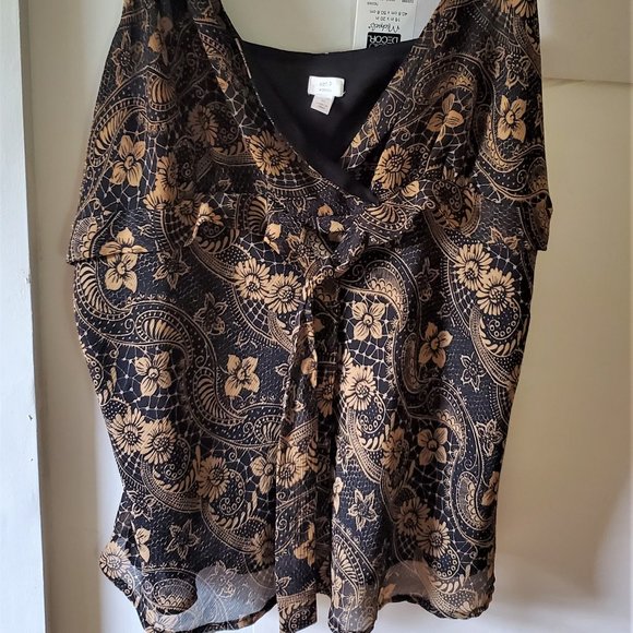 Apt. 9 | Tops | Apt 9 Womens Plus Sized Sleeveless Drapey Brown Floral ...